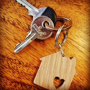 Home Keychain, House Keychain, Wood House Keyring, Wood Home Keyring ...