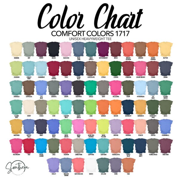 Comfort Colors 1717 Color Chart | Editable Canva Template, C1717 Color ...