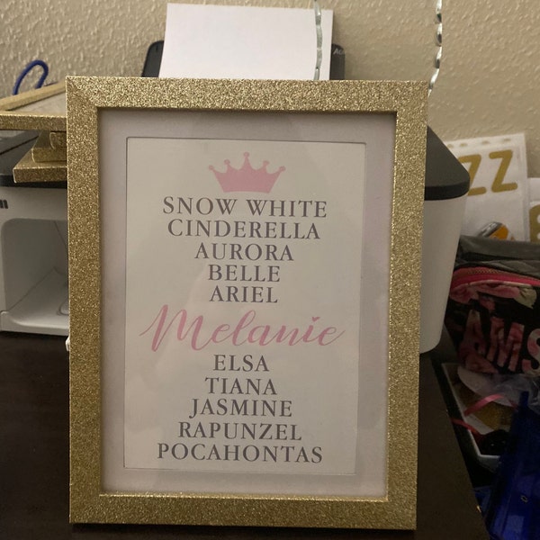 Personalized Princess Baby Girl Print, Fairytale Princess Name Wall Art ...