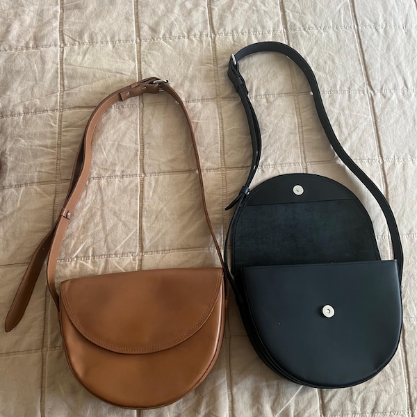 Crossbody Leather Bag, Shoulder Bag for Women, Half-round Bag, Leather ...