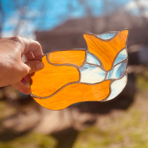DIGITAL DOWNLOAD Pattern | Sleepy Fox Stained Glass Cute Animal Pattern ...