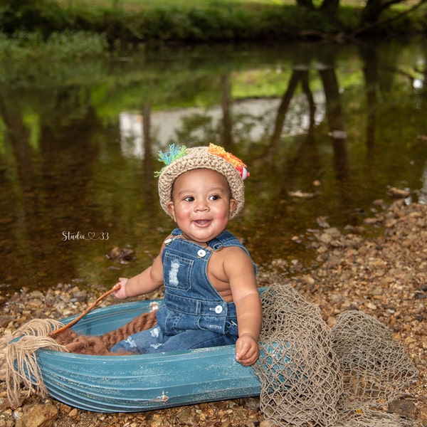 Infant Fishing Hat - Fishing Baby - Fisherman Hat - Newborn Fishing ...