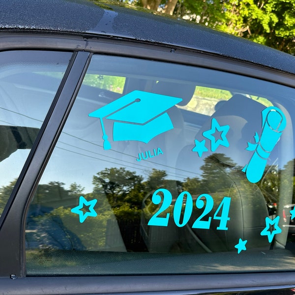 Congrats Grad! Custom Name, Graduation Caps, Scrolls, Stars and Year ...