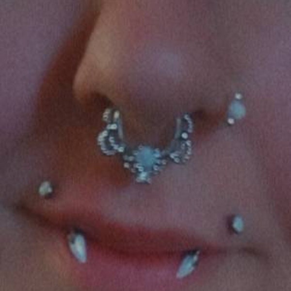 Vertical Labret Bridge Piercing Eyebrow Rings Bars Titanium Curved ...