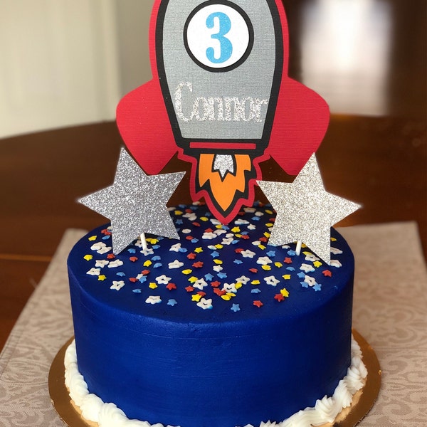 Rocket Cake Topper, Outer Space Cake Topper, Space Birthday, Spaceship ...