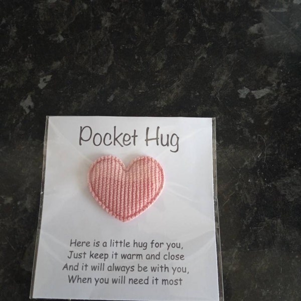 PDF Printable Pocket Hug Card, 6 Different Text Poem Thinking of You ...