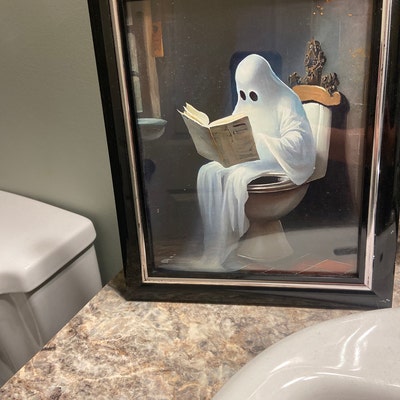 Ghost on Toilet Ghost in Bathroom Print Dark Academia - Etsy