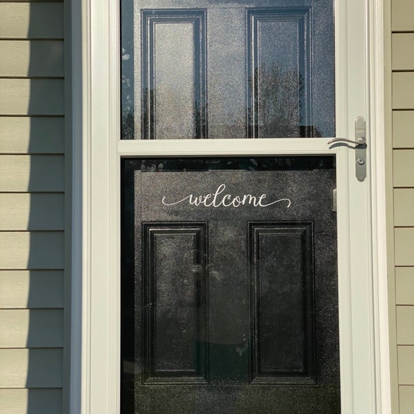 Welcome Door Vinyl Wall Decal Fancy Front Door Sticker for Home ...