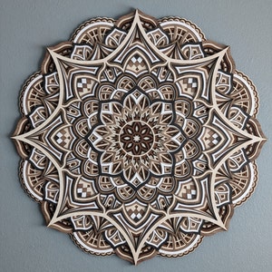 Wood Mandala, Wood Carving Wall Art, Multilayer Decor, Home Decor ...