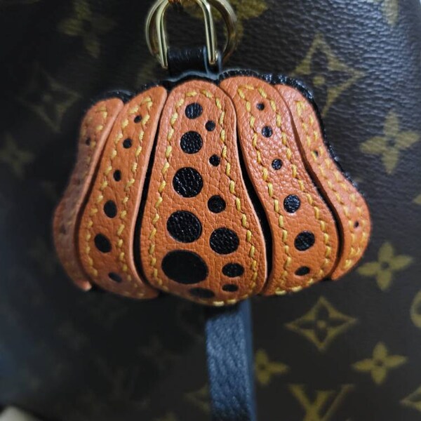 Leather Pumpkin Charm, Handmade Leather Bag Charm, Cute Leather Handbag ...