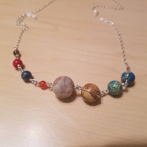 Solar System Necklace - Stone Bead Planets Universe Galaxy Nebula Space ...