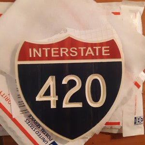 Interstate 420 Shield Carved Wood Highway Sign. Weed Lovers Man Cave ...