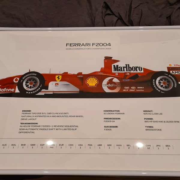 Michael Schumacher Ferrari F2004 Poster: World Champion Car Art - Etsy