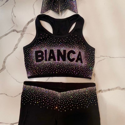 Light Ombré Scatter AB Rhinestone Sports Bra & Shorts With Custom ...