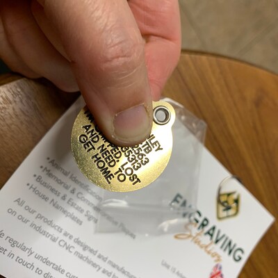 REINFORCED Deeply Engraved Solid Brass Dog Tag, 33mm Round - Etsy