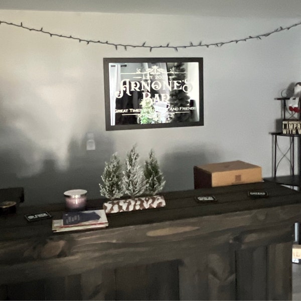 CUSTOM BAR MIRROR Sign • Home Bar, Basement Bar, Man Cave • Real Mirror ...