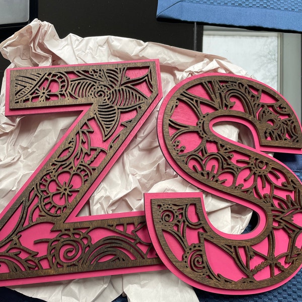 Floral Monogram Letter Sign, Custom Laser Cut Wooden Letters - Etsy