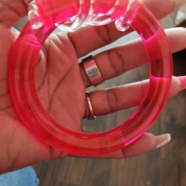 PINK KNOT BANGLE, Pink Acrylic Bangle, Neon Pink Bangle, Pink Bangle ...