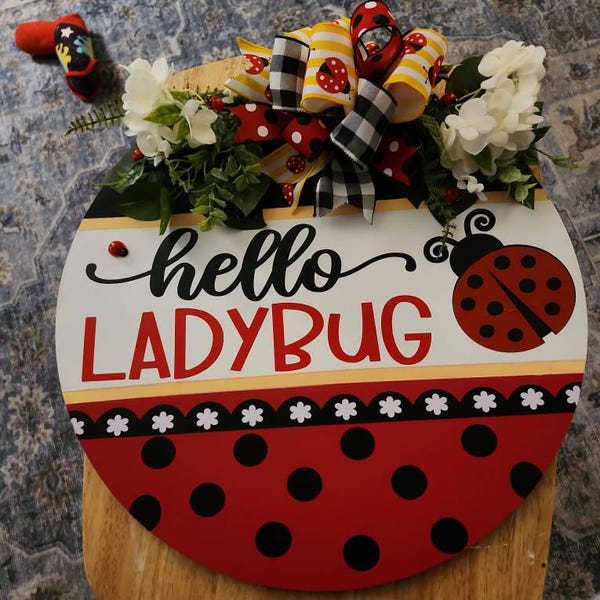 SVG- Hello Lady Bug With Black & White Ladybug-polka Dot and Daisy ...