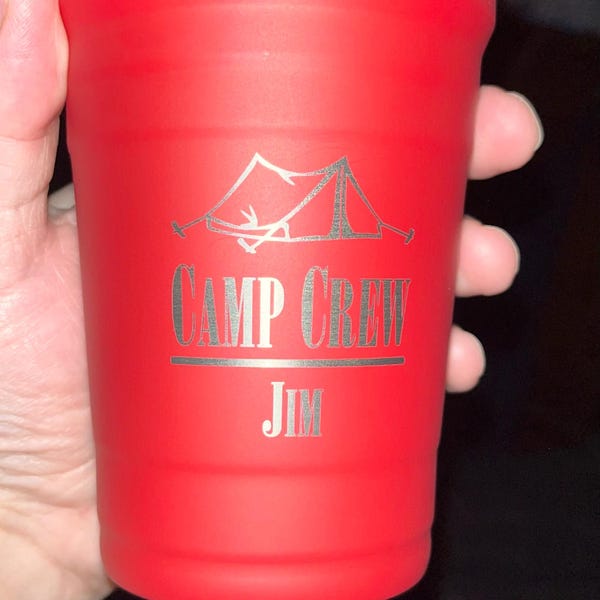 16oz Red Metal Drinking Cup (in the Style of Red Solo) Laser Engraved ...