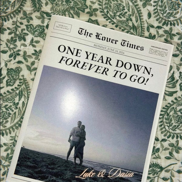 Newspaper One Year Anniversary Template, 1st Anniversary Gift Boyfriend ...