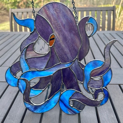 Octopus Stained Glass Pattern Digital Download PNG PDF SVG Glass ...