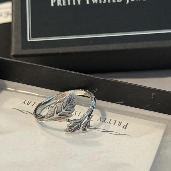 Leaf Ring in Sterling Silver, Fall Leaf Ring, Adjustable Leaf Ring, Leaf Rings for Women, Leaf ...