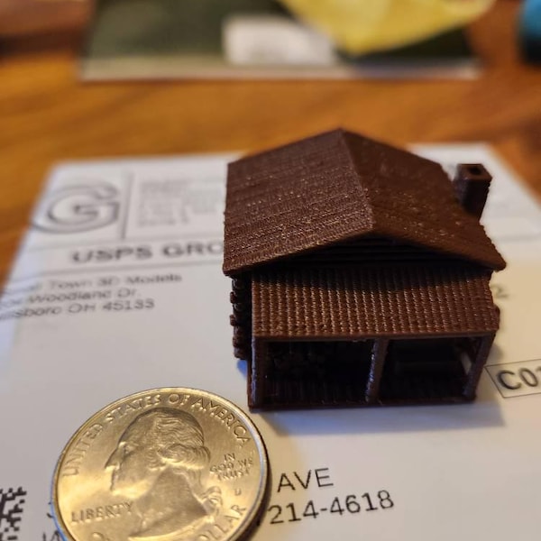 N-scale Log Cabin Model, Detailed Interior Front Porch Benches - 1:160 ...