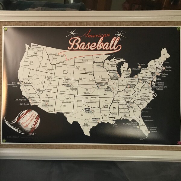 Personalized Baseball Stadium Map: Baseball Park Push Pin Map ...