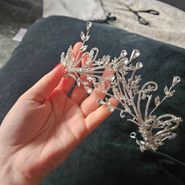 Handmade Beautiful Sliver Bridal Party Crown Tiara With Cubic Zirconia ...