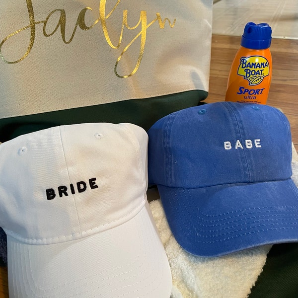 Bride and Babe Hat, Just Married, Wife, Wedding, Couples, Hubby, Wifey ...