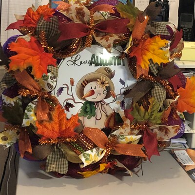 11.75 Round Autumn Wreath Sign, Fall Wreath Sign, Personalize It by Pam ...