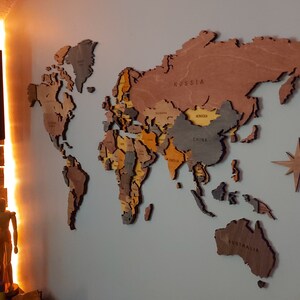 Wood Map Wooden World Map with Background Large Wall Art World | Etsy