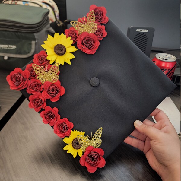 15pcs 3D Paper Roses and Sunflowers, Gold Butterflies | Design Your ...