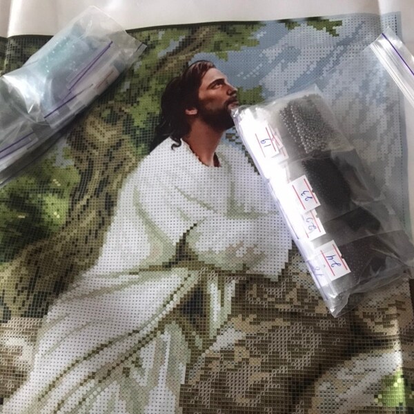 Jesus Christ Bead Embroidery DIY Kit Religious Sacred Icons Catholic ...