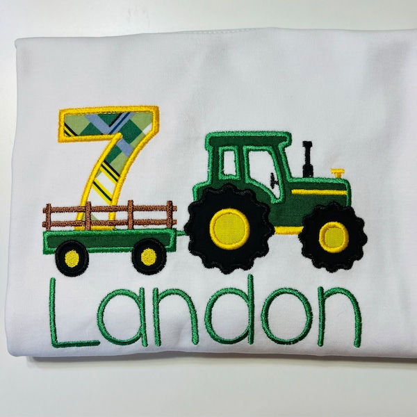 Tractor Embroidery Design, Tractor Appliqué, Tractor With Trailer ...