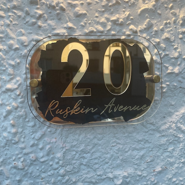 House Sign, Hand Painted Number Plaque, Personalised in Mirror - Etsy