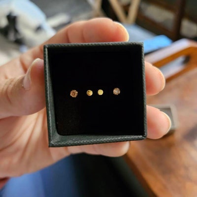 NEW 16G/18G/20G Tiny Sparkly Golden Honey CZ Threadless Push Pin Labret ...