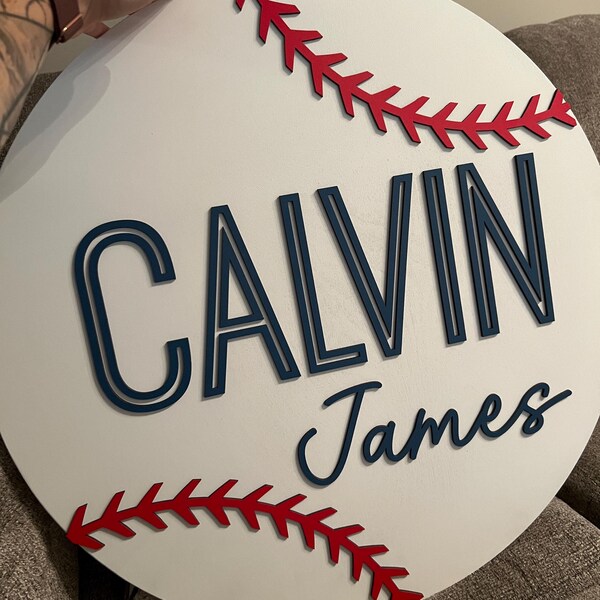 Baseball Nursery Name Sign, Round Name Sign, Sports Nursery, Boy Name ...