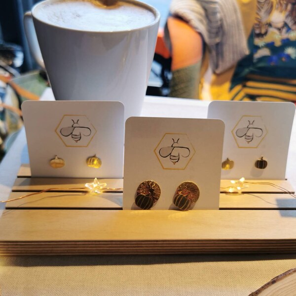 3 Rows Ply Wood Card Display Stand for Earrings, Greeting Cards, Prints ...