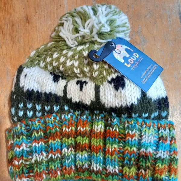Hand Knitted Fleece Lined Wool Wrist Warmers Colourful Multi Space Dye ...