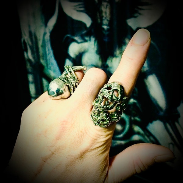 Gothic Water Spirit Ghost Skull Ring | 925 Sterling Silver - Etsy