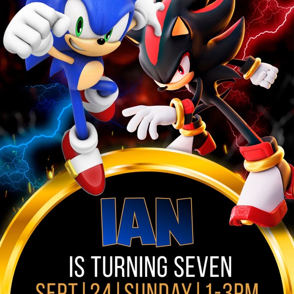 Pool Party Sonic Invitation, Super Hedgehog Kids Party E-invite ...