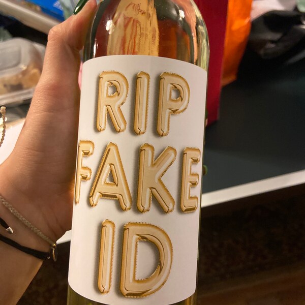 RIP Fake ID | Wine Label | 21st Birthday Gift | Alcohol Gift ...