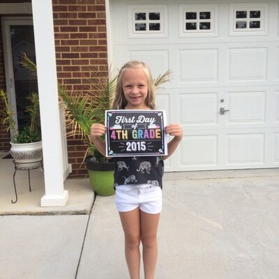 Girl First Day of 4th Grade Sign 1st Day of School Printable First Day ...