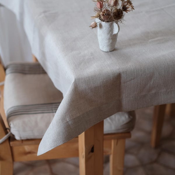 Natural Linen Tablecloth With Edge Made of Heavy Linen - Etsy