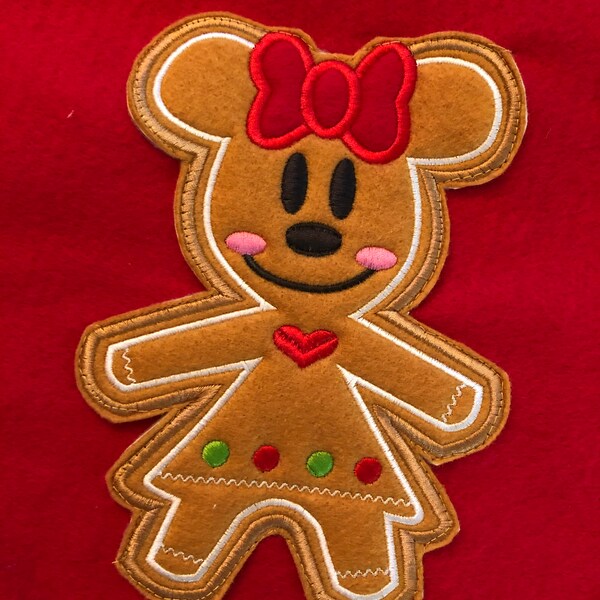 Minnie Mouse Gingerbread Cookie Applique Digital Embroidery Machine ...