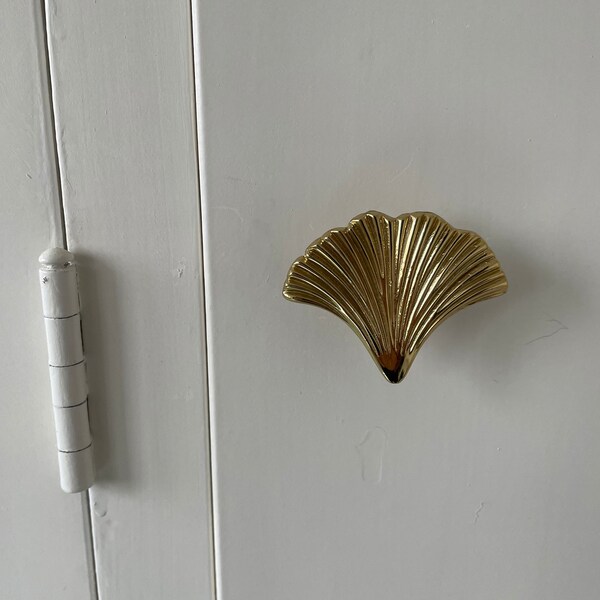 Solid Brass Leaf Knobs Cabinet Pull Knobs Gold Leaves Dresser Knob Pull Kitchen Door Handle Knob ...