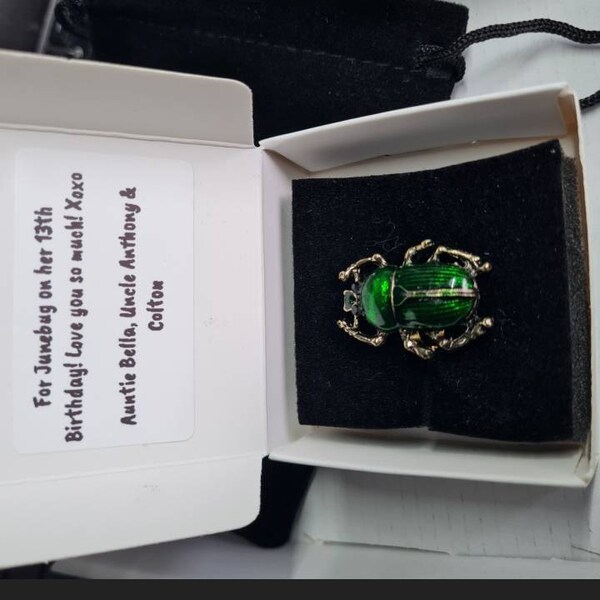 Green Beetle Ring Women's Big Ring With Scarab Cicada Jewelry Enamel ...