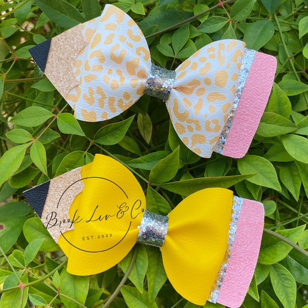 Pencil Pinch Bow Digital Template | Pinch Bow Template | Hair Bow SVG ...